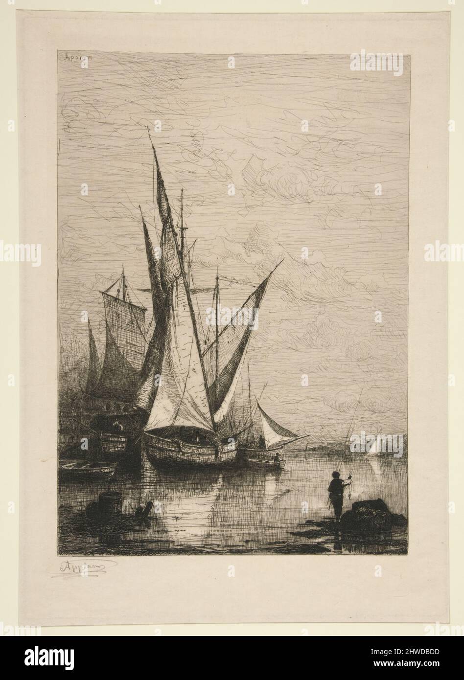 Le port de Genes. Artist: Adolphe Appian, French, 1819–1898 Stock Photo ...