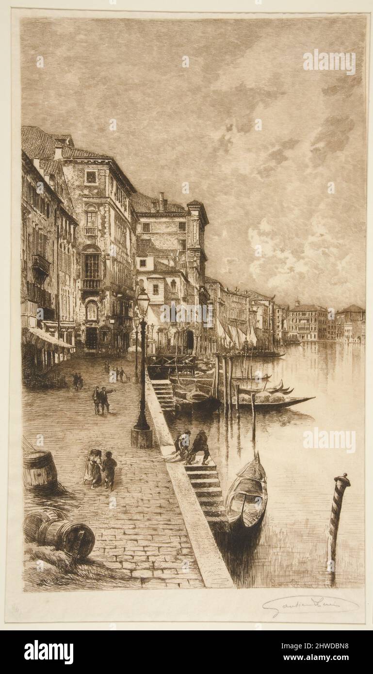 Quai, Venice. Artist: Lucien Marcelin Gautier, French, 1850-1925 Stock ...