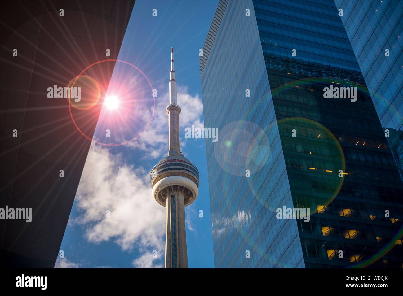Toronto CN Tower illuminated at night Stock Photo - Alamy