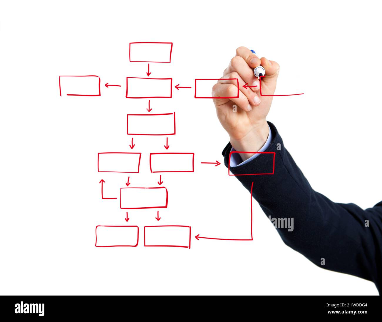 Male hand writting something on a glass board board Stock Photo - Alamy