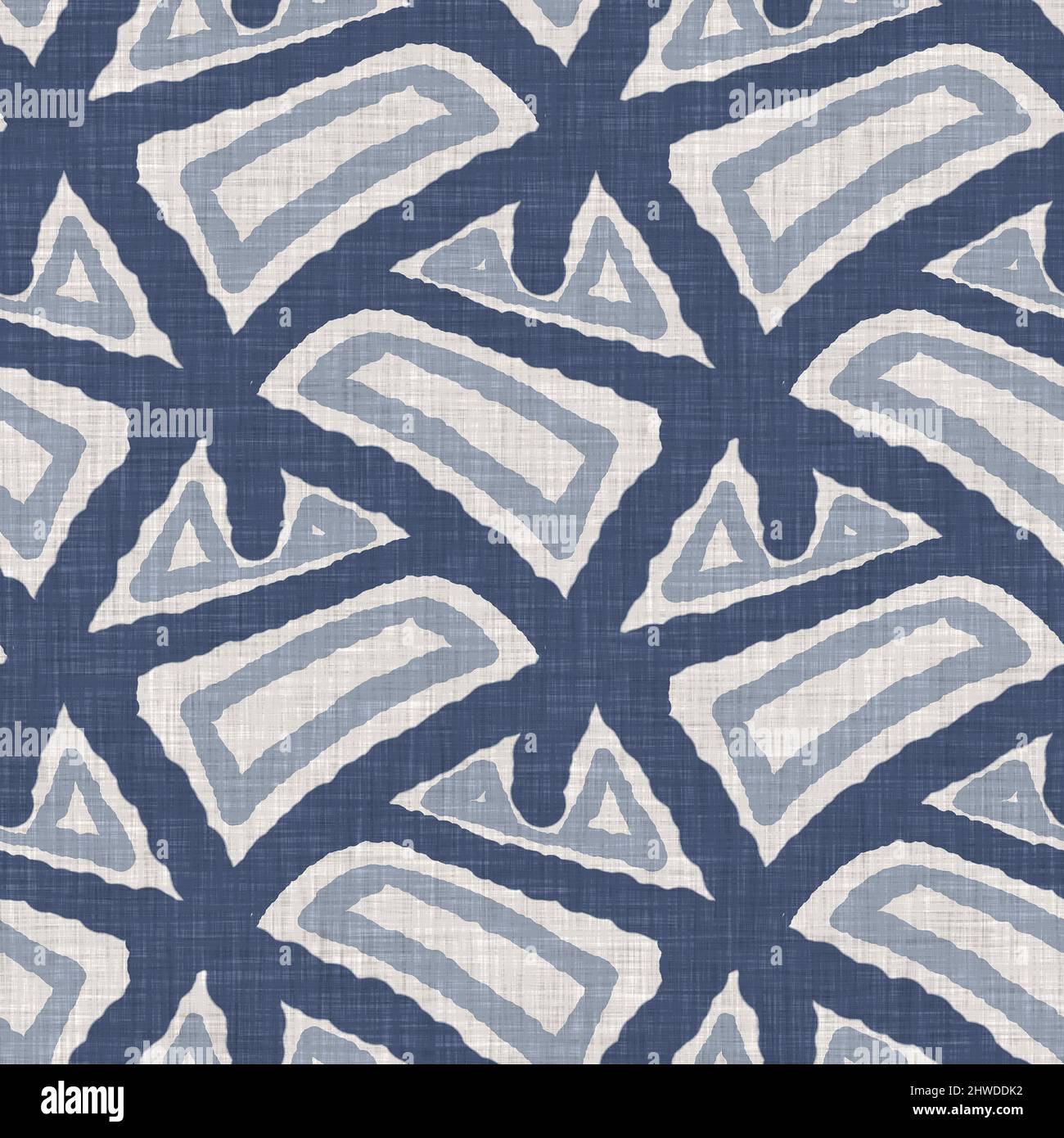 French blue geometric linen seamless pattern. Tonal farmhouse cottage ...
