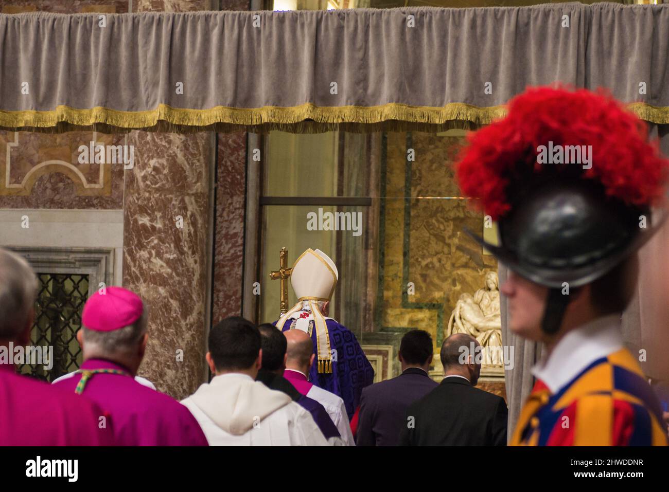 Vatican City, Vatican 13/02/2013: Pope Benedict XVI waves as he leaves ...
