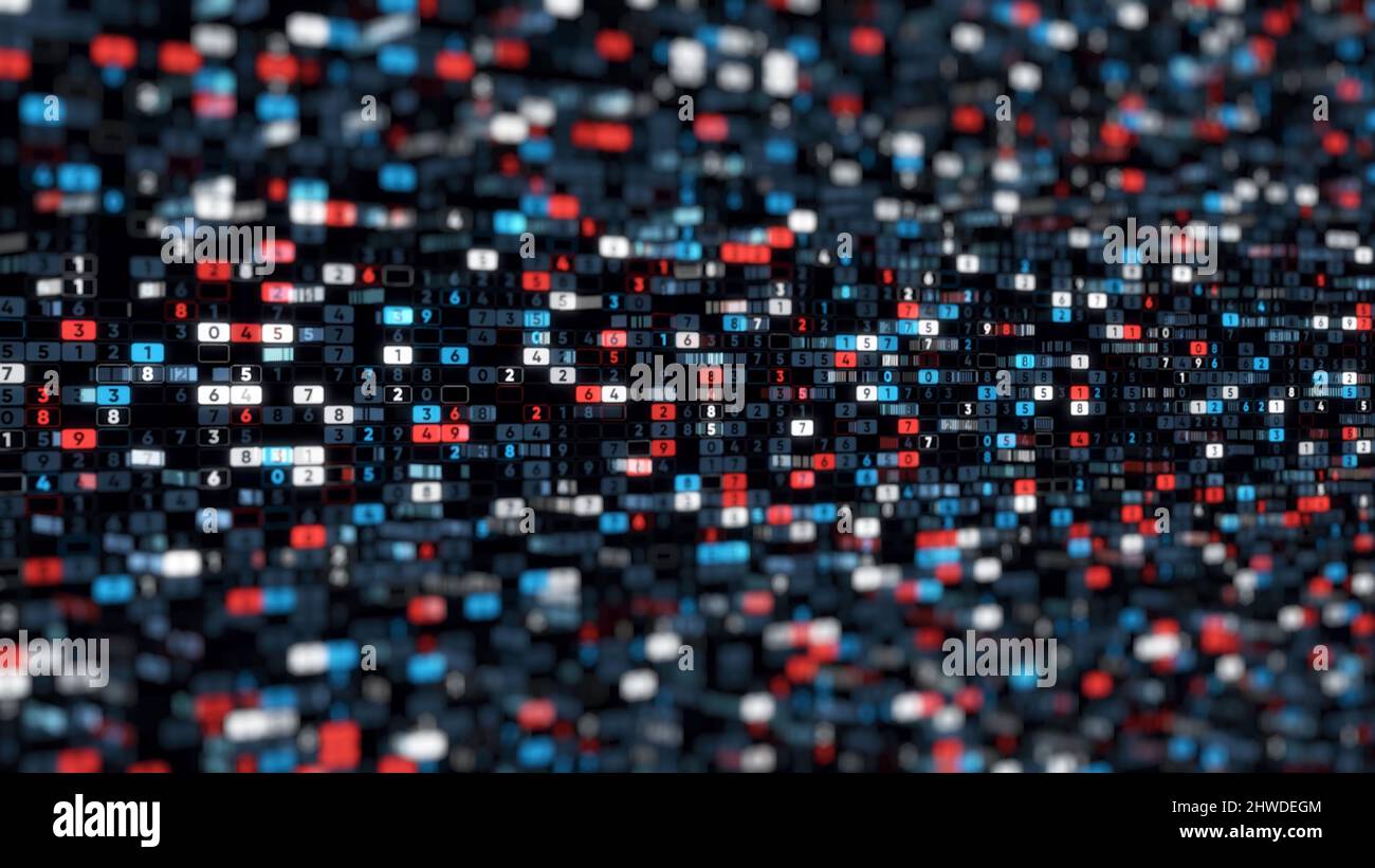 Background of many numbers. Animation. Coding of digital space with ...