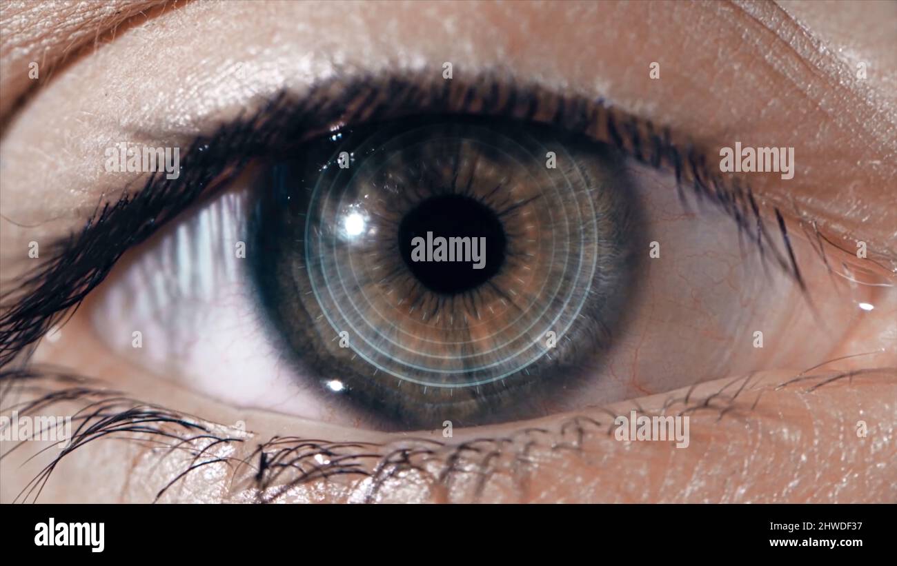 Technological lens on the eye. The concept of future technologies ...