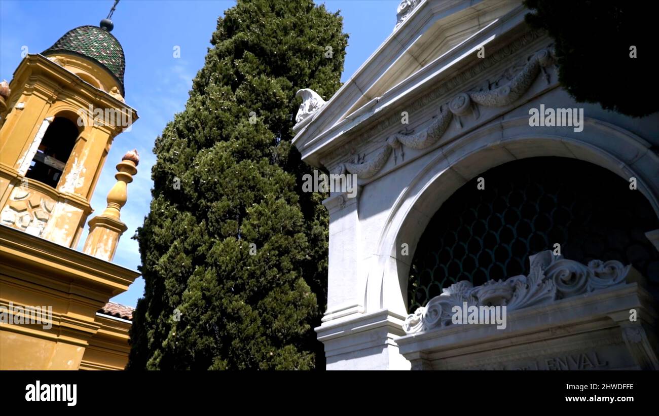 Beautiful architectural crypts in cemetery. Action. Best design ...