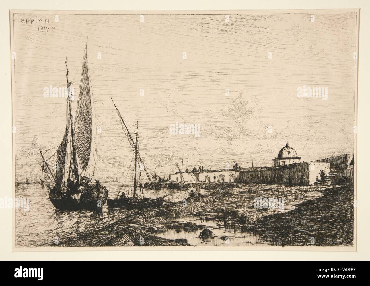 Le Port de San Remo. Artist: Adolphe Appian, French, 1819–1898 Stock ...