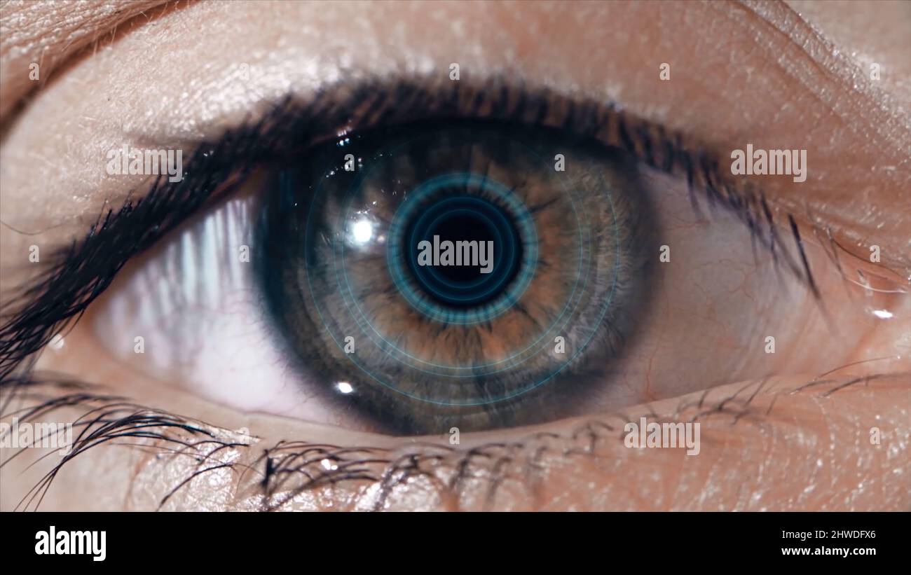 Technological lens on the eye. The concept of future technologies ...