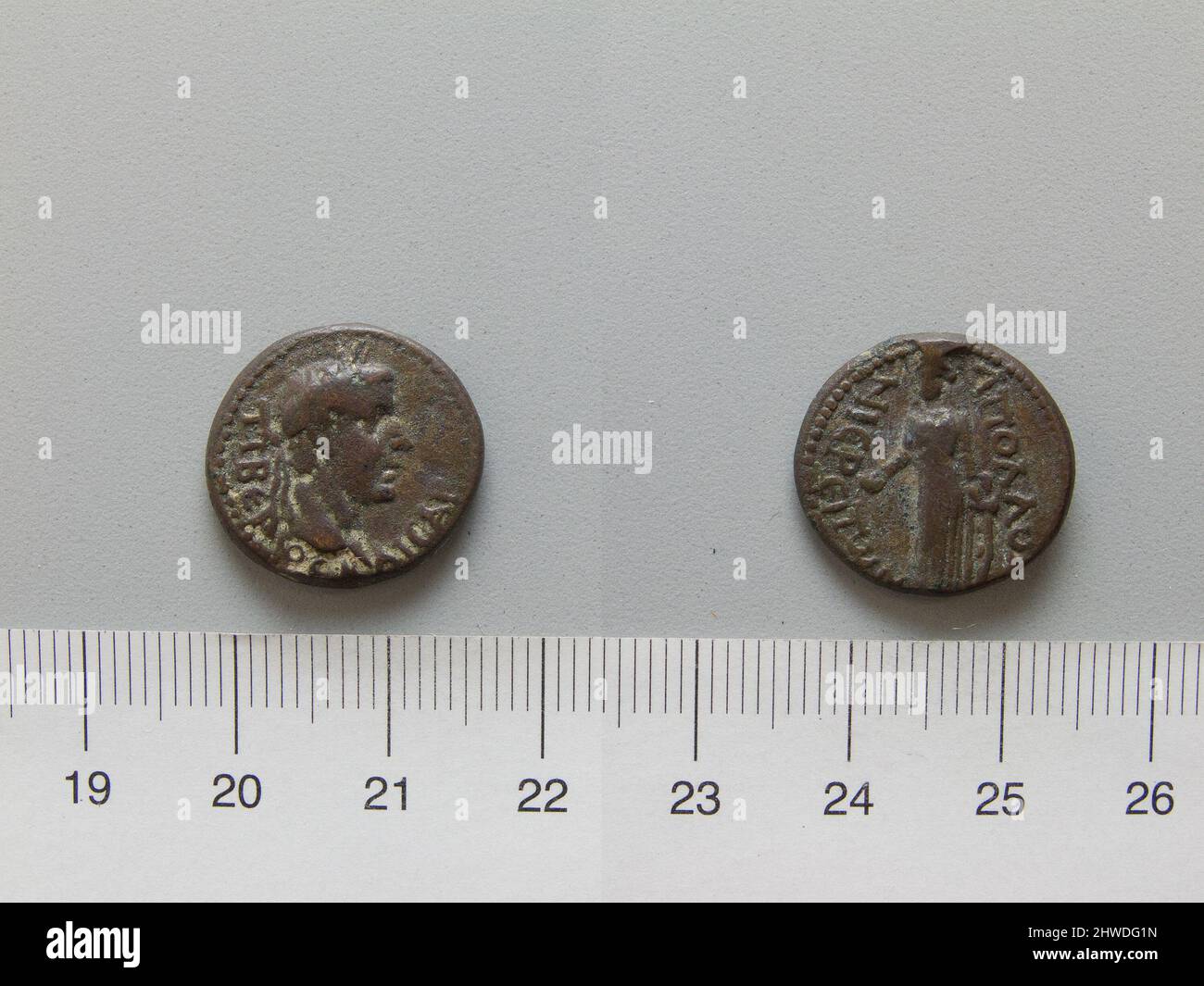 Coin of Tiberius, Emperor of Rome from Apollonoshieron. Ruler: Tiberius ...