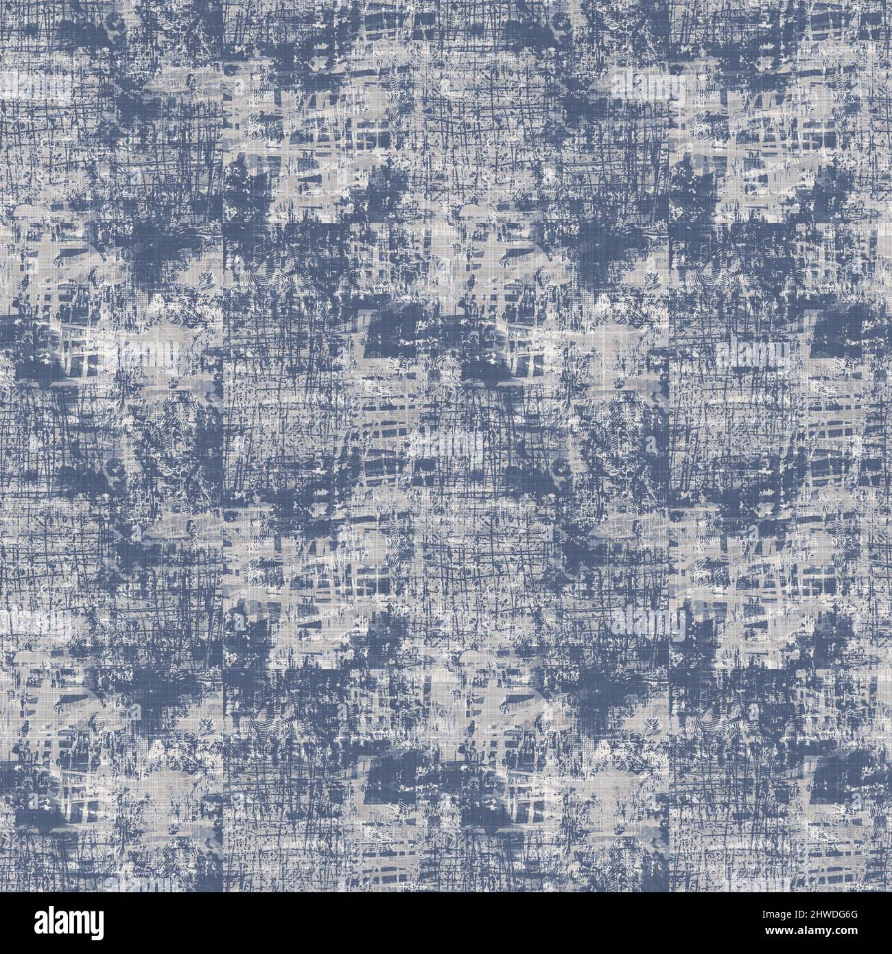 French blue irregular mottled linen seamless pattern. Tonal country ...