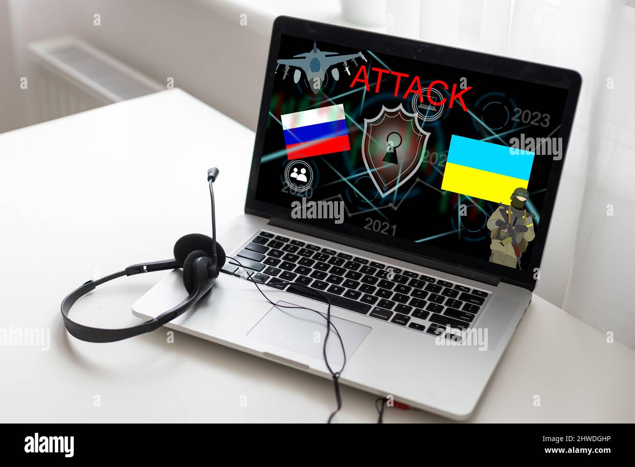 Cyber security concept icons with russian flag Stock Photo - Alamy