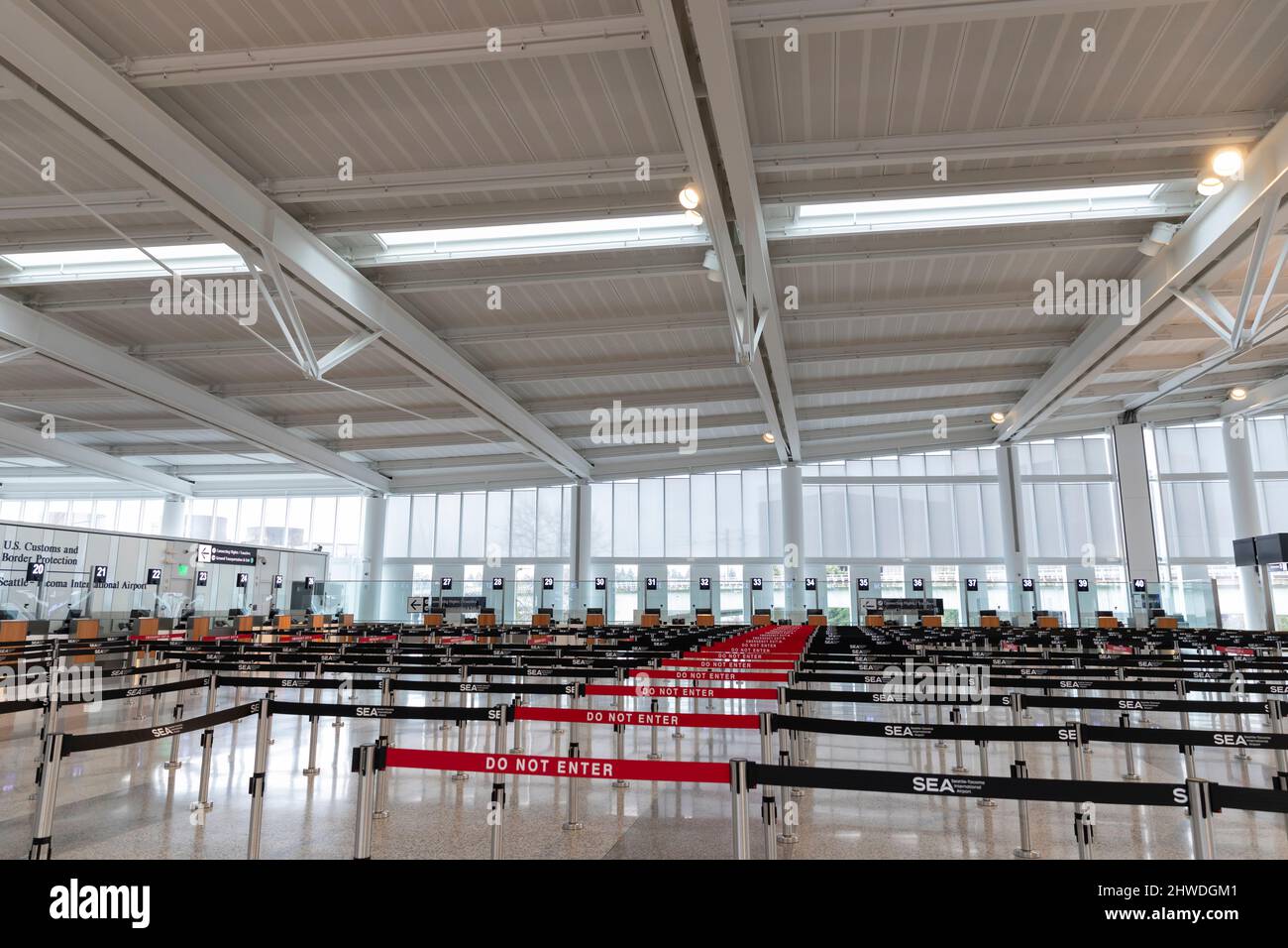 The security screening checkpoint awaits passengers in the new ...