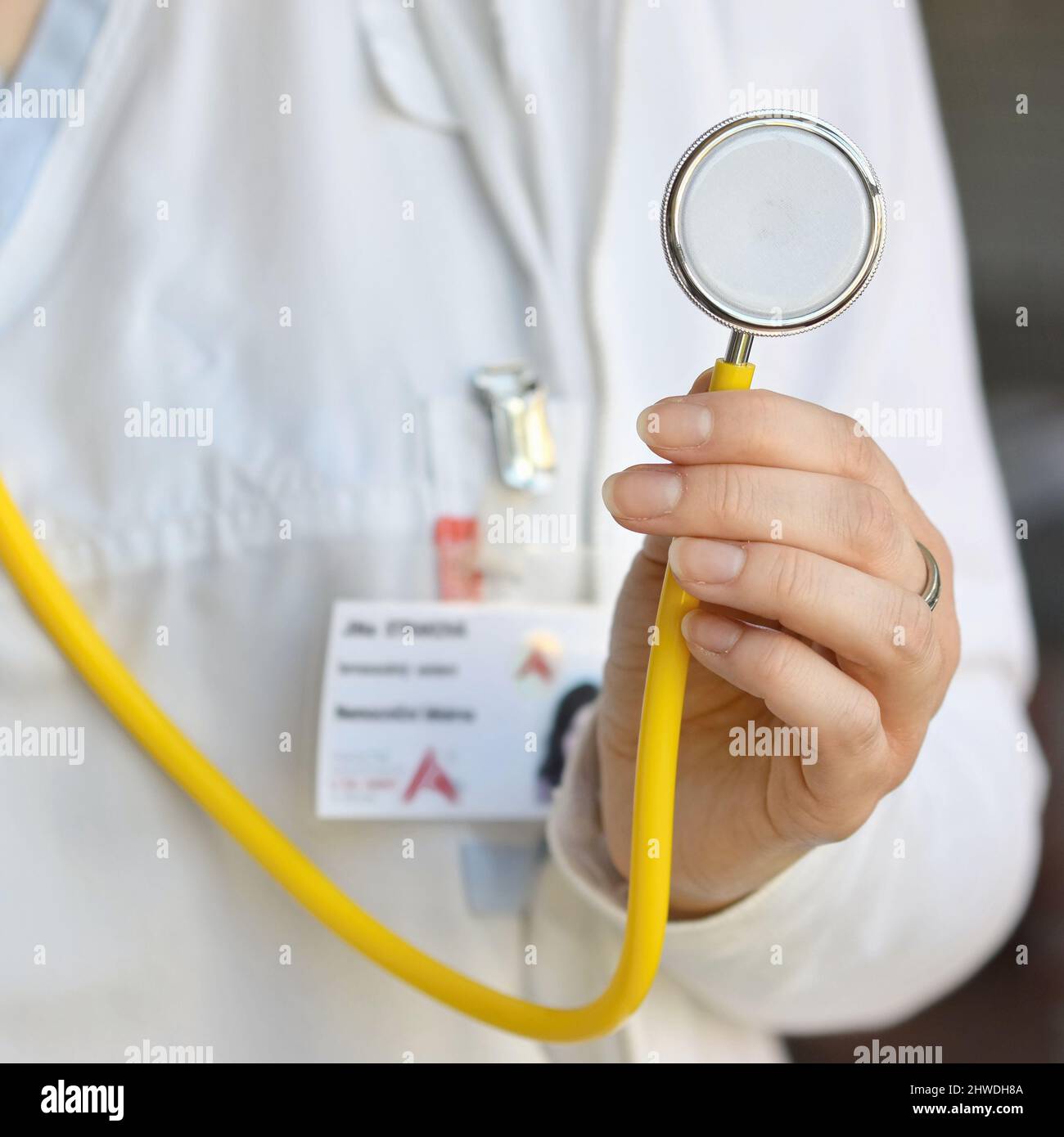 Female doctor holding a stethoscope. Concept for health and medicine ...