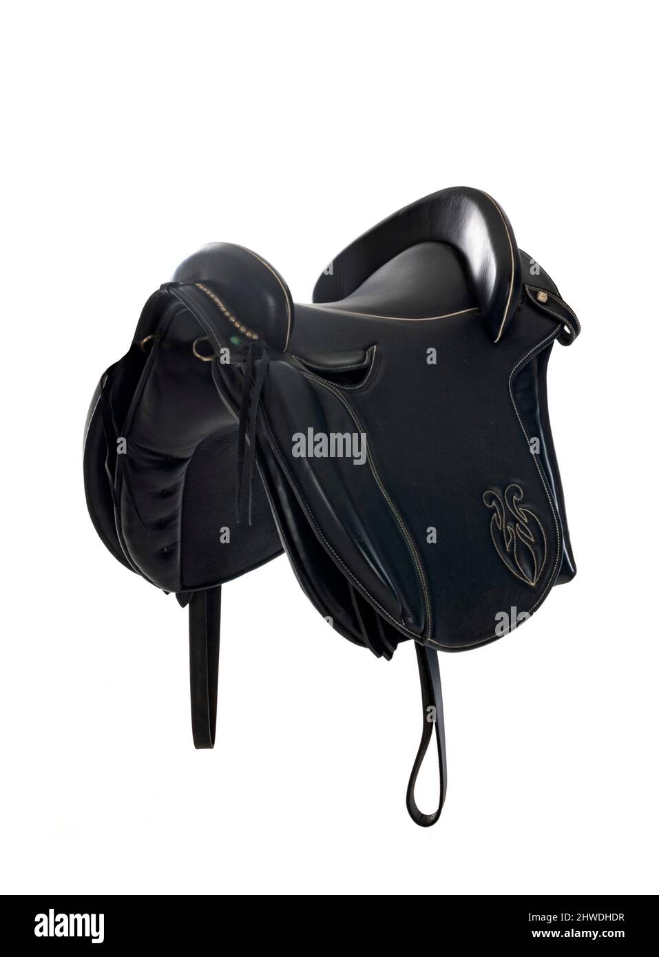 black Saddle in front of white background Stock Photo - Alamy