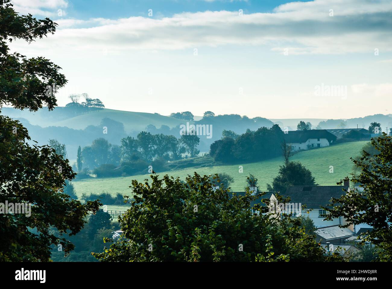 Mist over the otter valley hi-res stock photography and images - Alamy
