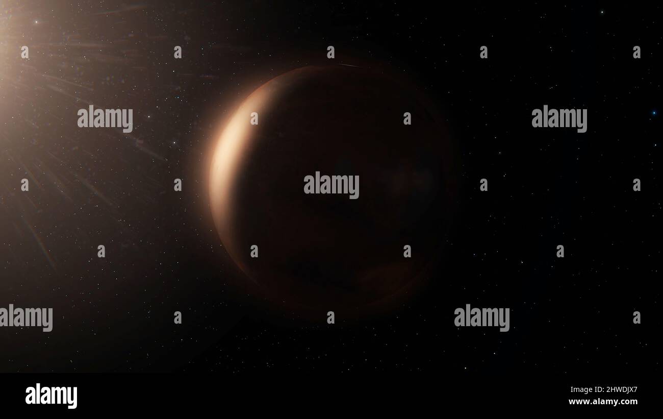 View of realistic atmosphere of space, twinkling stars and planet ...