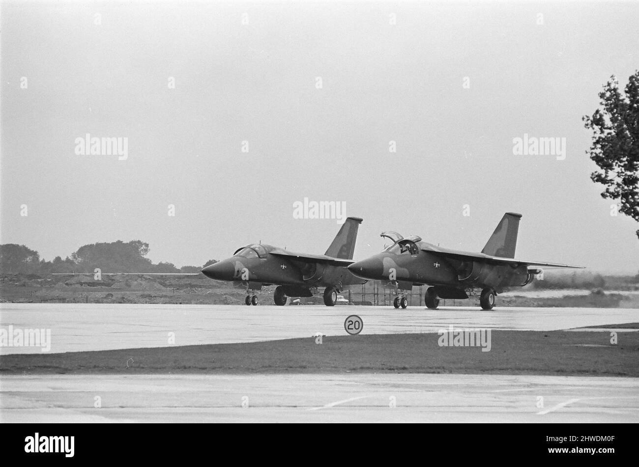 Two U.S.A.F F111 aircraft fly into U.S.A.F, Heyford.Colonel G.R Smith ...