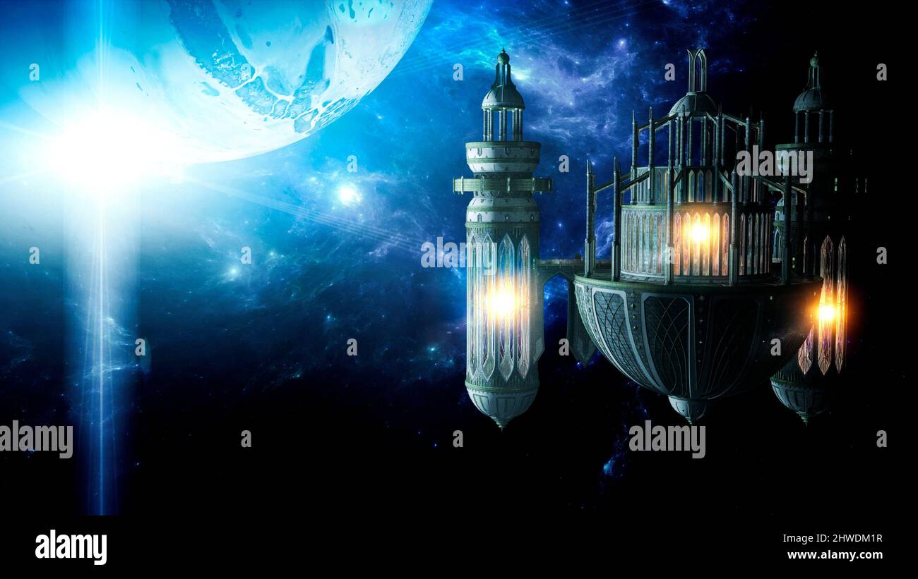 Sci-fi structures, other worlds, floating architectural figure ...