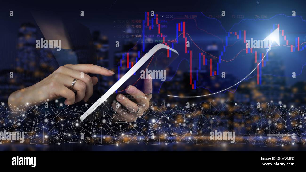 Plan growth and increase of positive indicators in his business. Hand ...