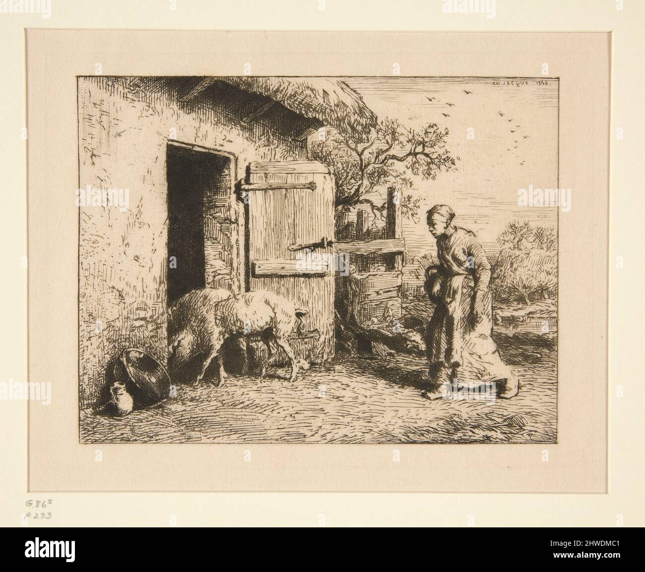 Peasant Woman Driving Pigs. Artist: Charles-Émile Jacque, French, 1813 ...