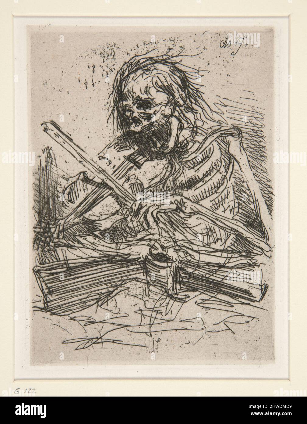 Death Playing a Violin. Artist: Charles-Émile Jacque, French, 1813–1894 ...