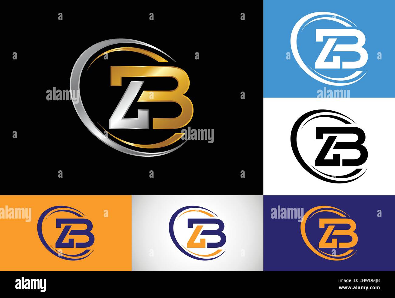 Initial Letter Z B Logo Design Vector. Graphic Alphabet Symbol For ...