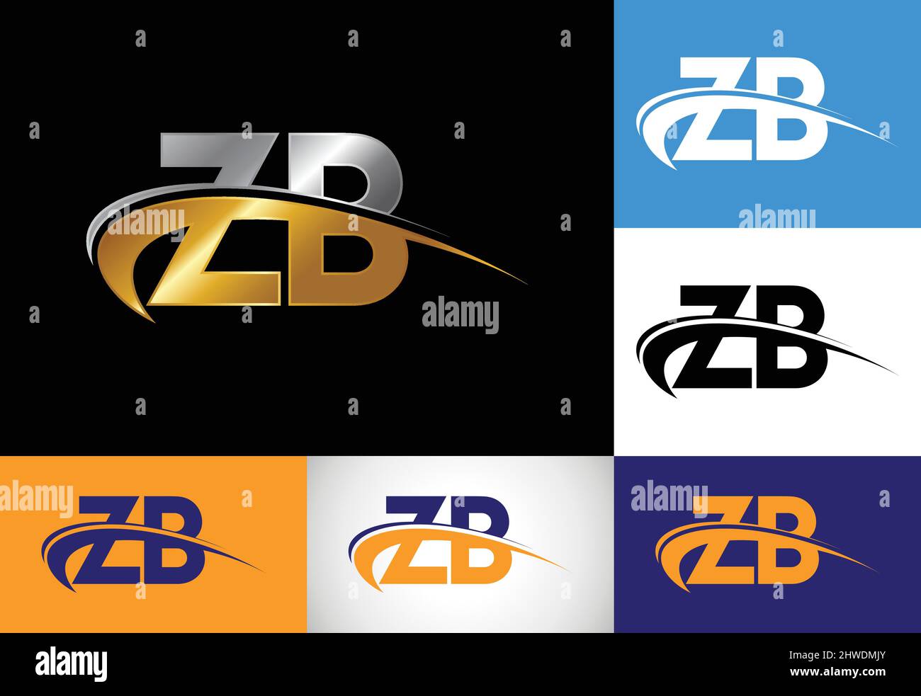 Initial Letter Z B Logo Design Vector. Graphic Alphabet Symbol For ...