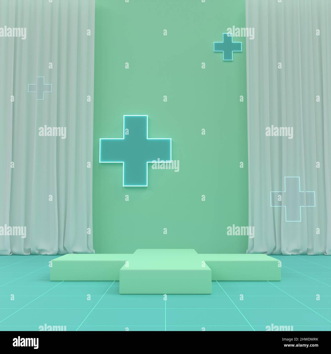 Minimalism abstract green cross or plus product display podium with ...
