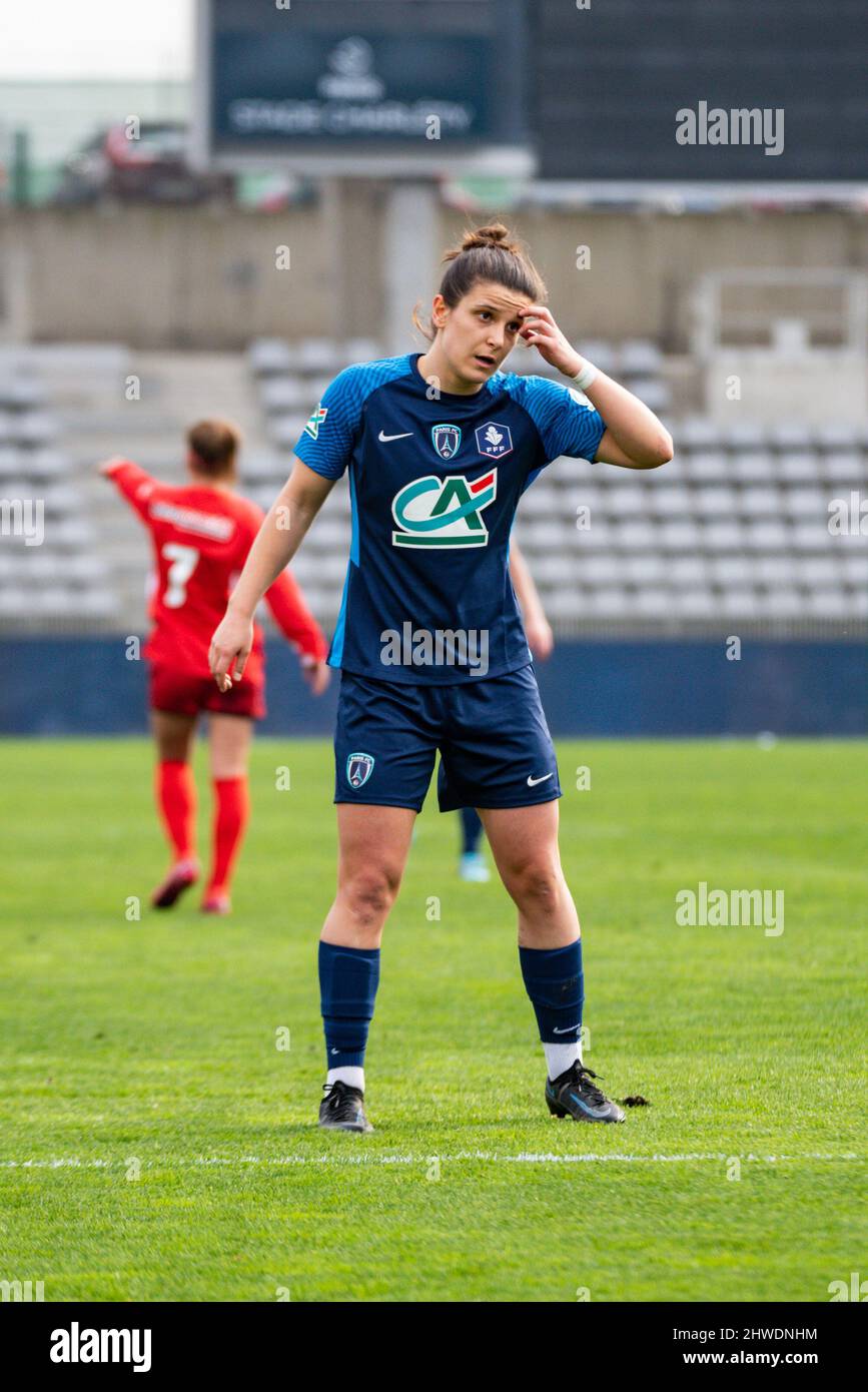Mathilde Bourdieu of Paris FC reacts during the Women's French Cup ...