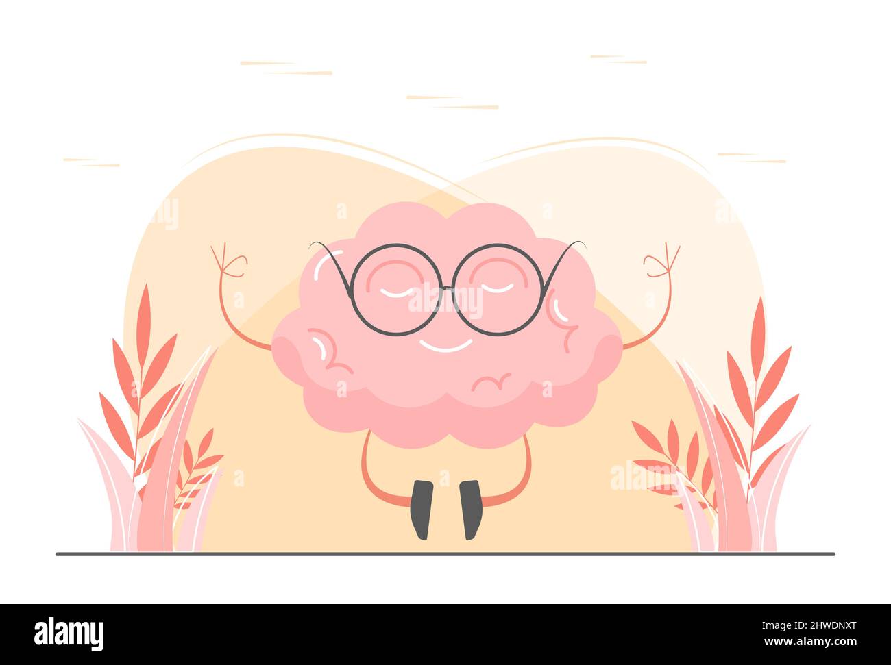 Calm brain meditation to relax balance or mental wellness Stock Vector ...