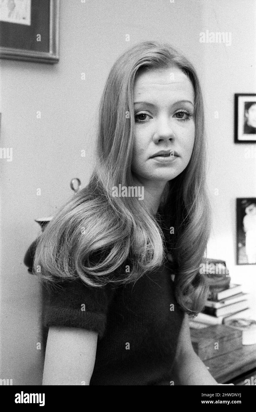 Actress Hayley Mills at her Chelsea home. A portrait of her by Roy ...