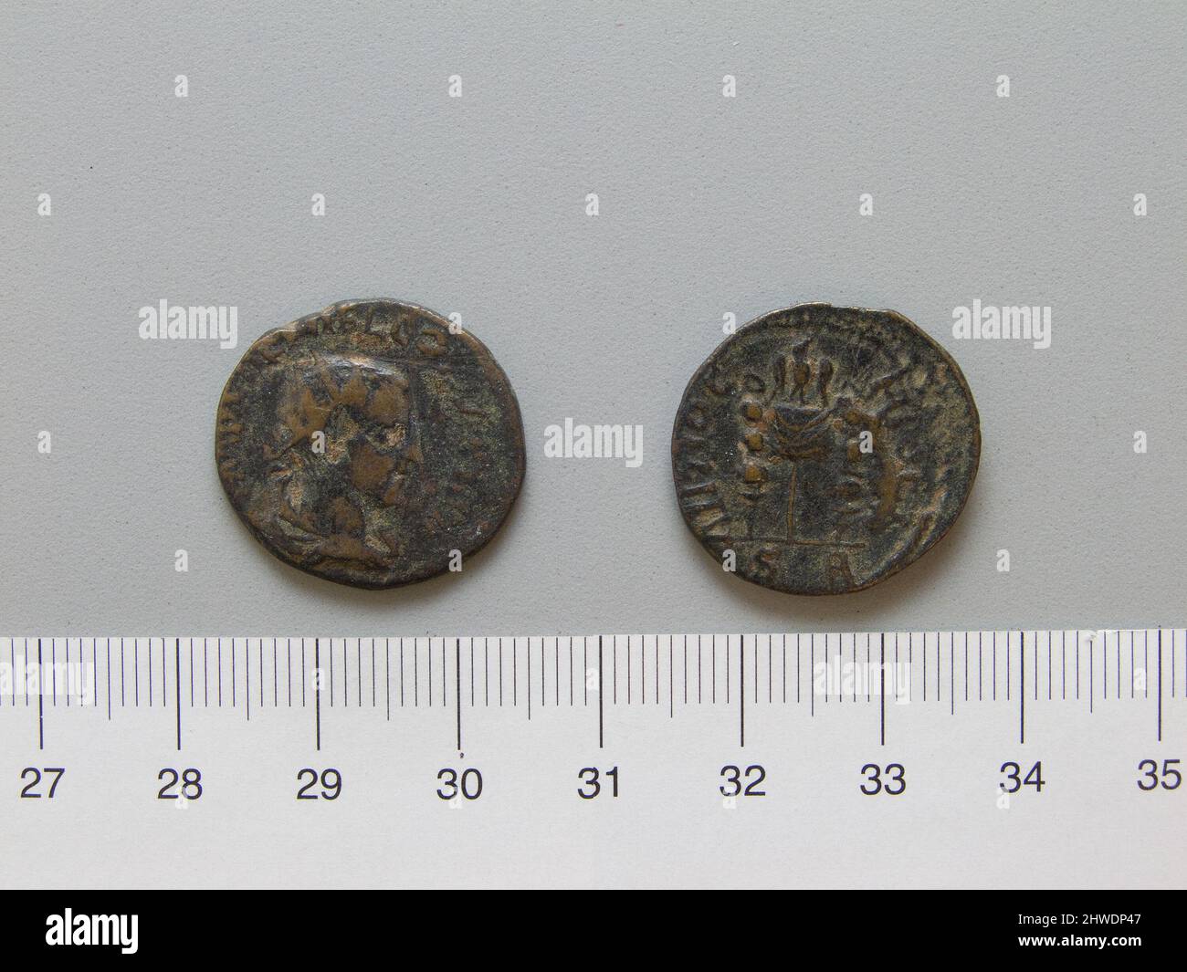 Coin of Volusianus, Emperor of the Roman Empire from Antiochia. Ruler ...