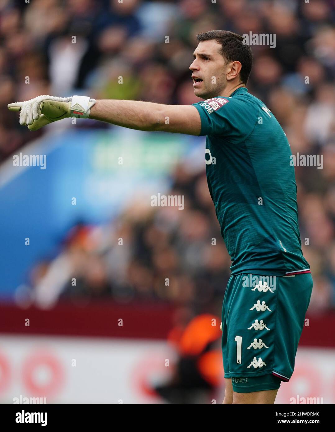 Aston Villa goalkeeper Emiliano Martinez during the Premier League ...