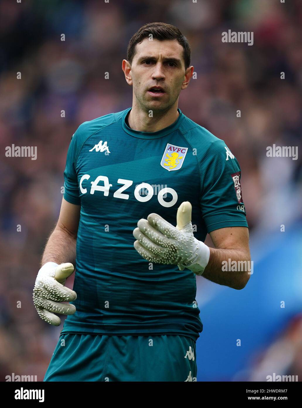 Aston Villa goalkeeper Emiliano Martinez during the Premier League ...