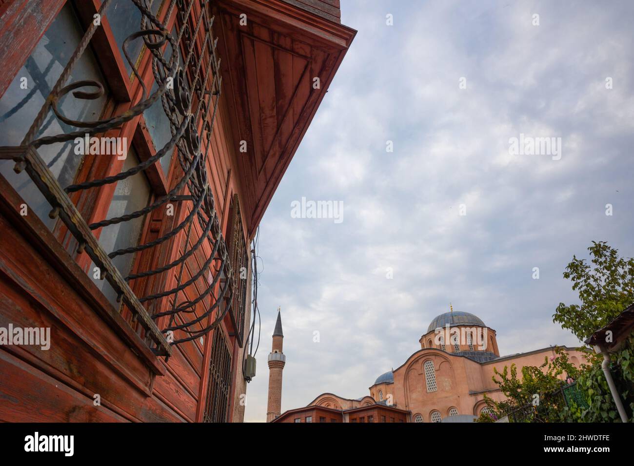 Zeyrek Mosque and a traditional Turkish house in Istanbul. Ottoman ...