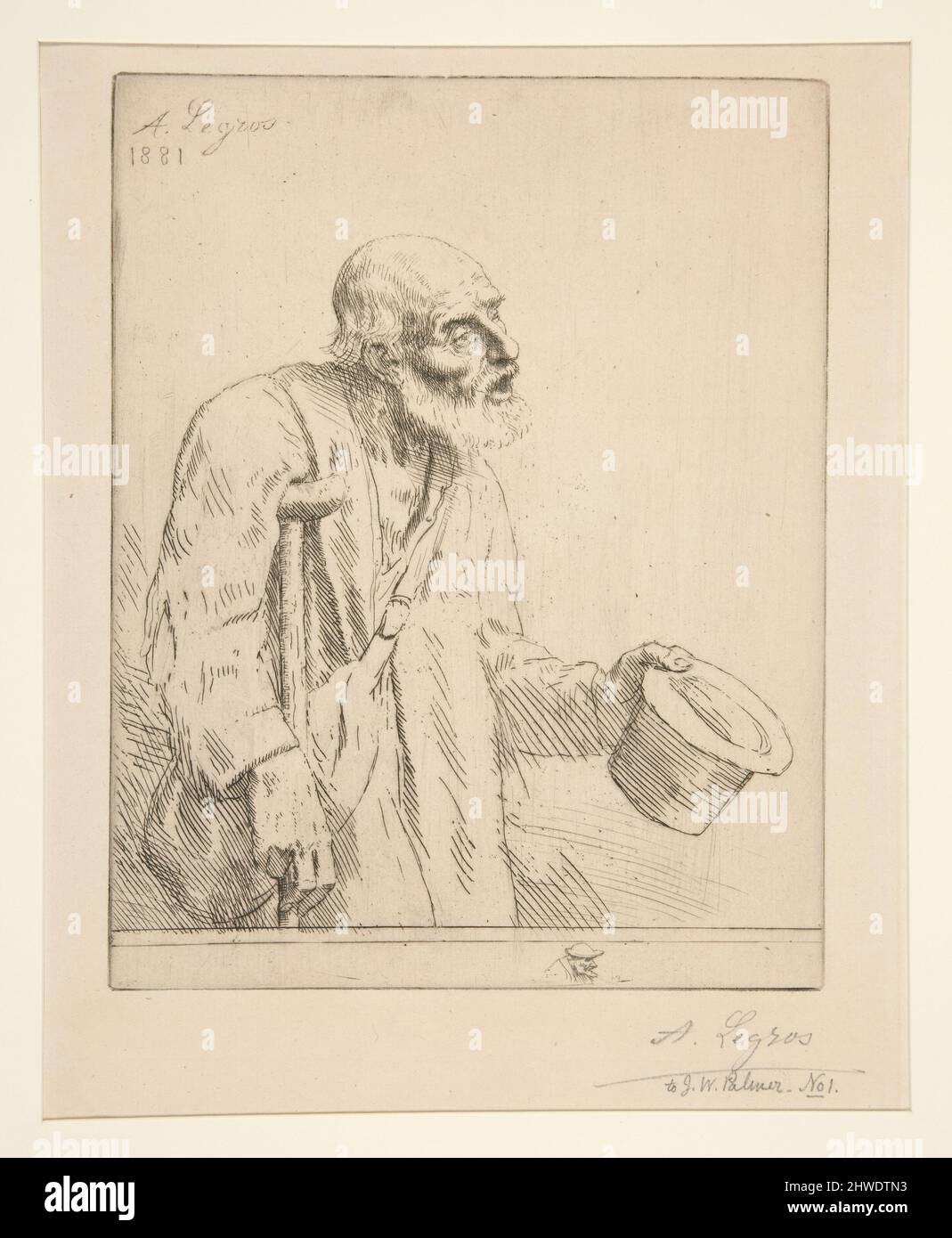 Beggar with Crutches. Artist: Alphonse Legros, French, 1837–1911 Stock ...