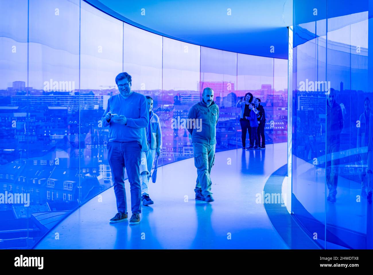 Aarhus Denmark blue coloured glass from the museum at Aarhus Stock ...