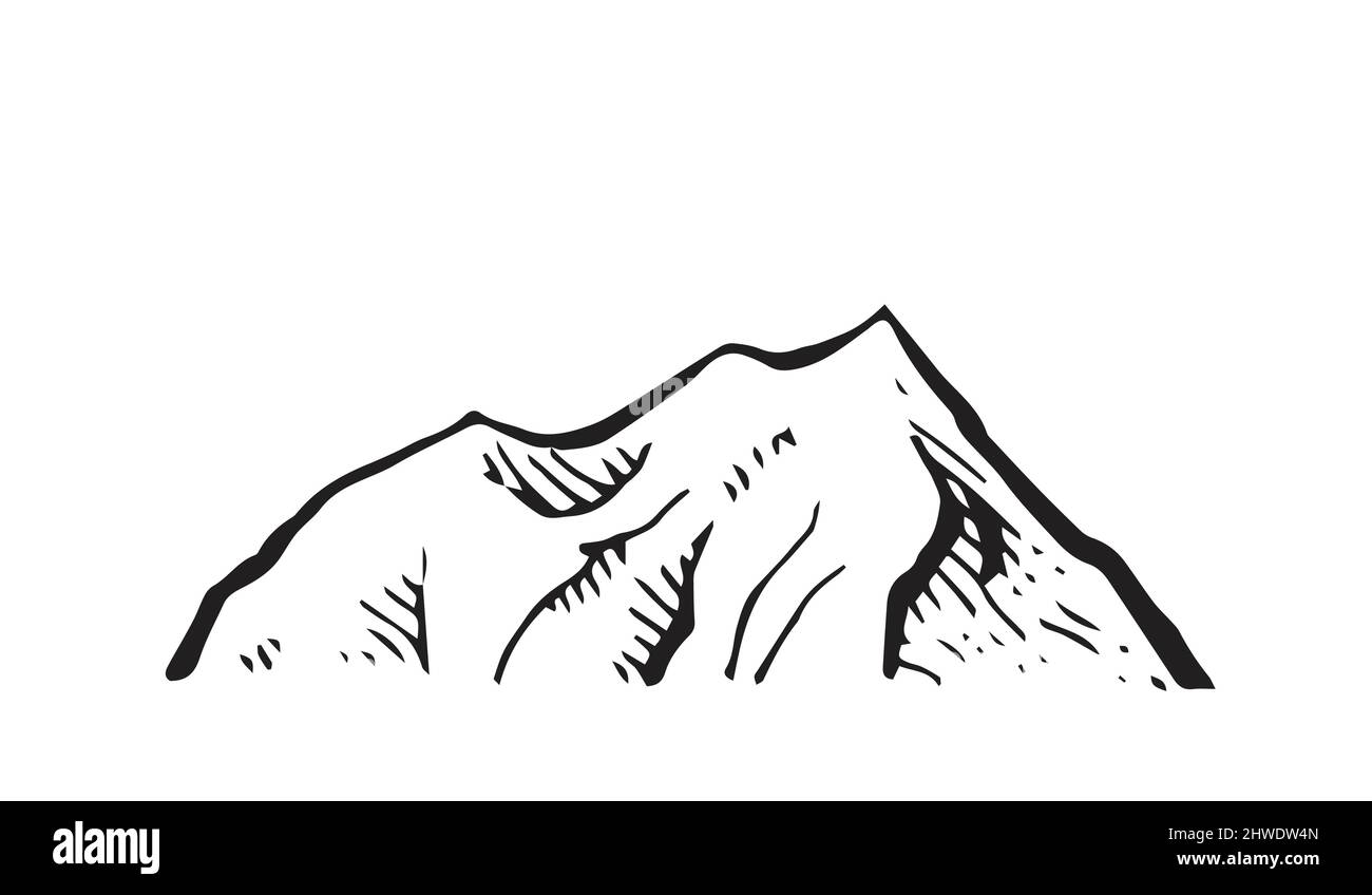 Stone rock from afar. A piece of cliff. In the style of contour ...