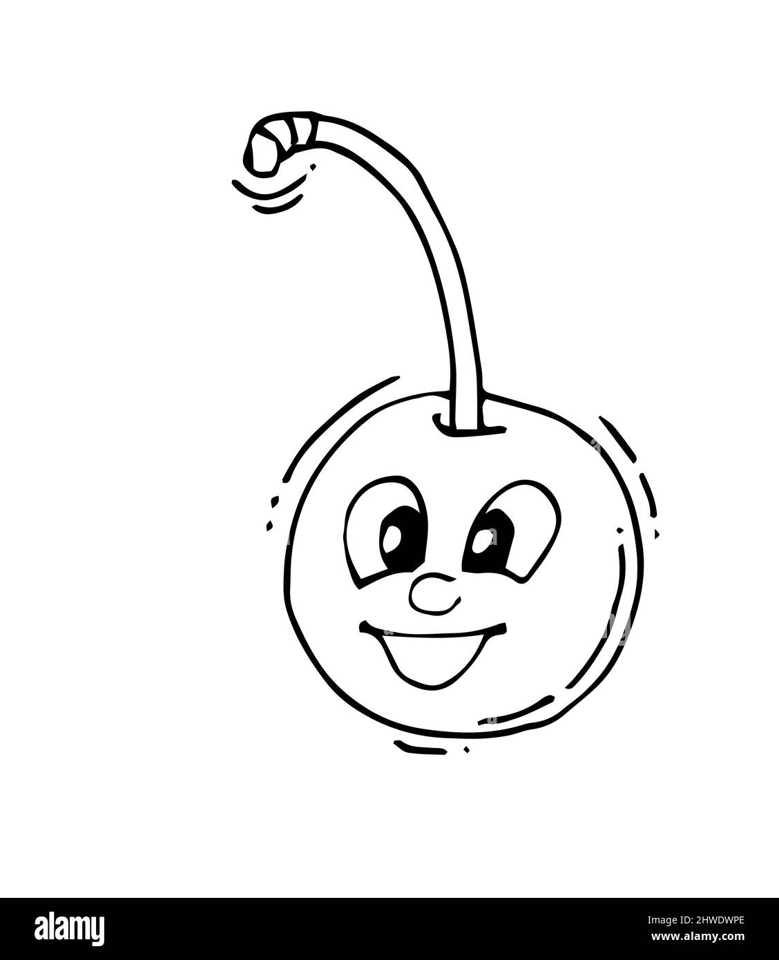 Cherry laughs. Funny Face. Cheerful drawing of fruit. Hand drawing ...