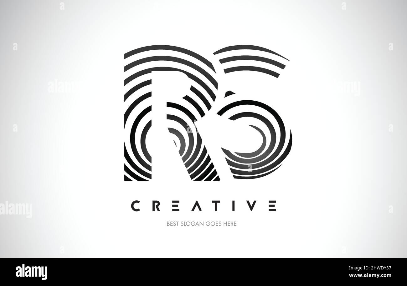 RS Lines Warp Logo Design.Vector Letter Icon Made with Black Circular ...