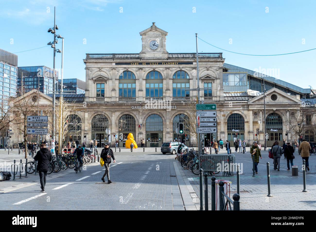 Lille, France, February 28, 2022. Lille Flandres station is a French ...