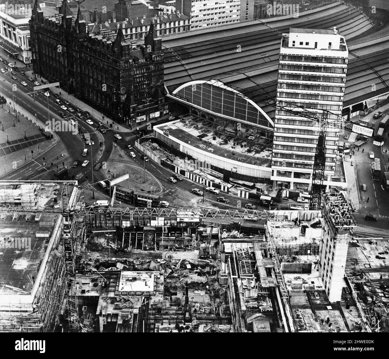 An aerial view showing the development works in progress at Lime Street ...