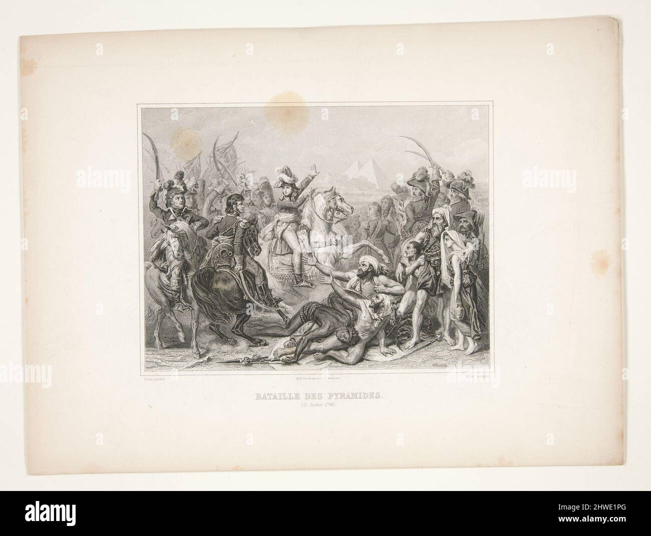 Bataille des Pyramides (Battle of the Pyramids). Engraver: Charles ...