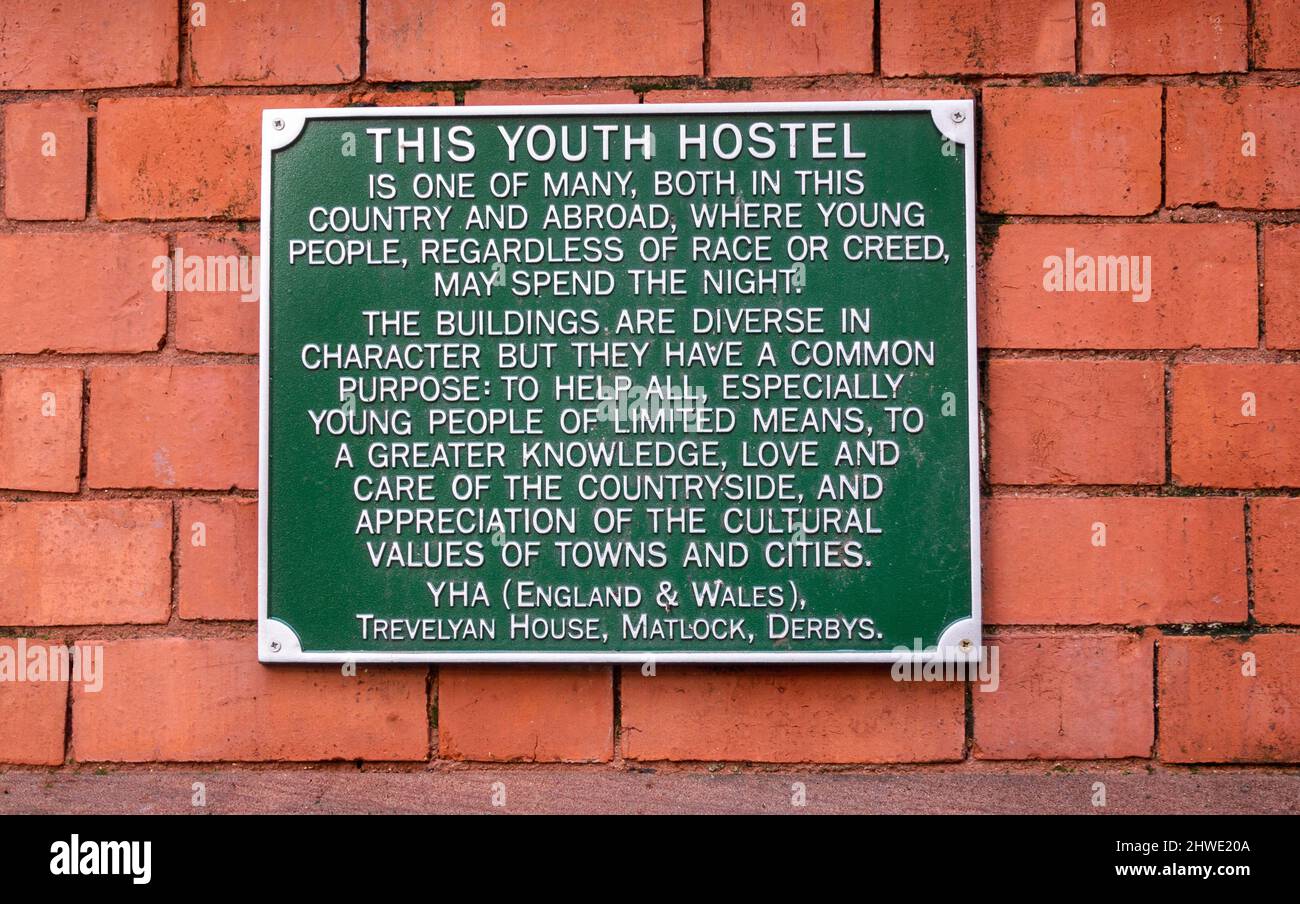 Sign on the wall of a youth hostel in Liverpool Stock Photo - Alamy