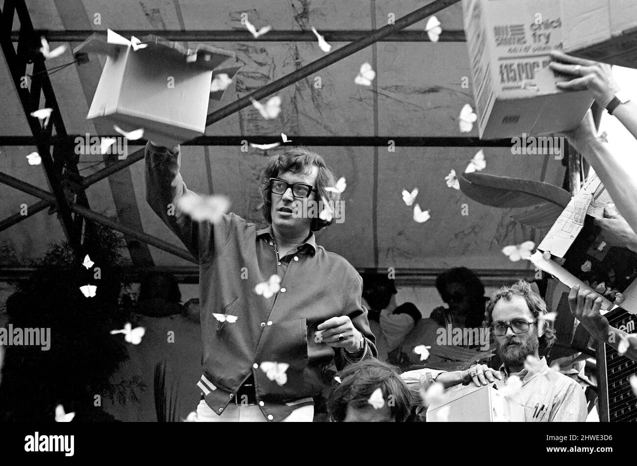 Tom Keylock releasing butterflies at The Rolling Stones on stage at ...