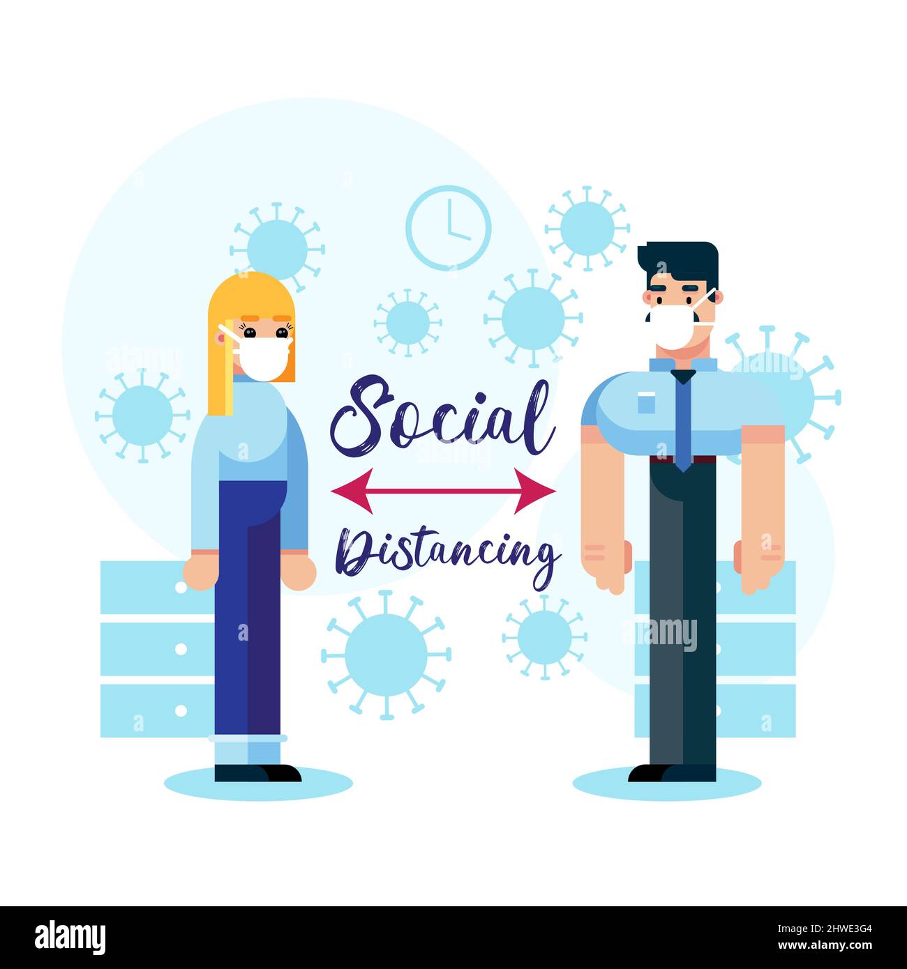 Social distancing, keep distance in public society people to protect ...