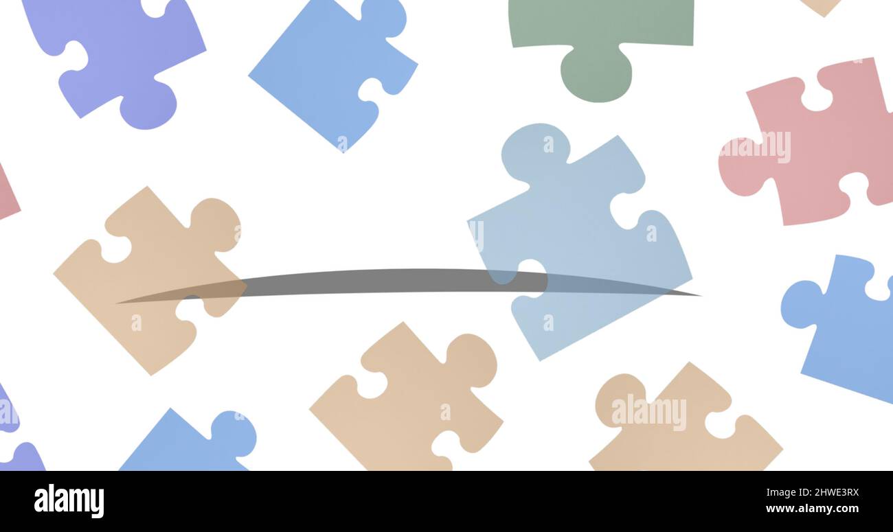 Image of pastel puzzles floating over white background Stock Photo - Alamy