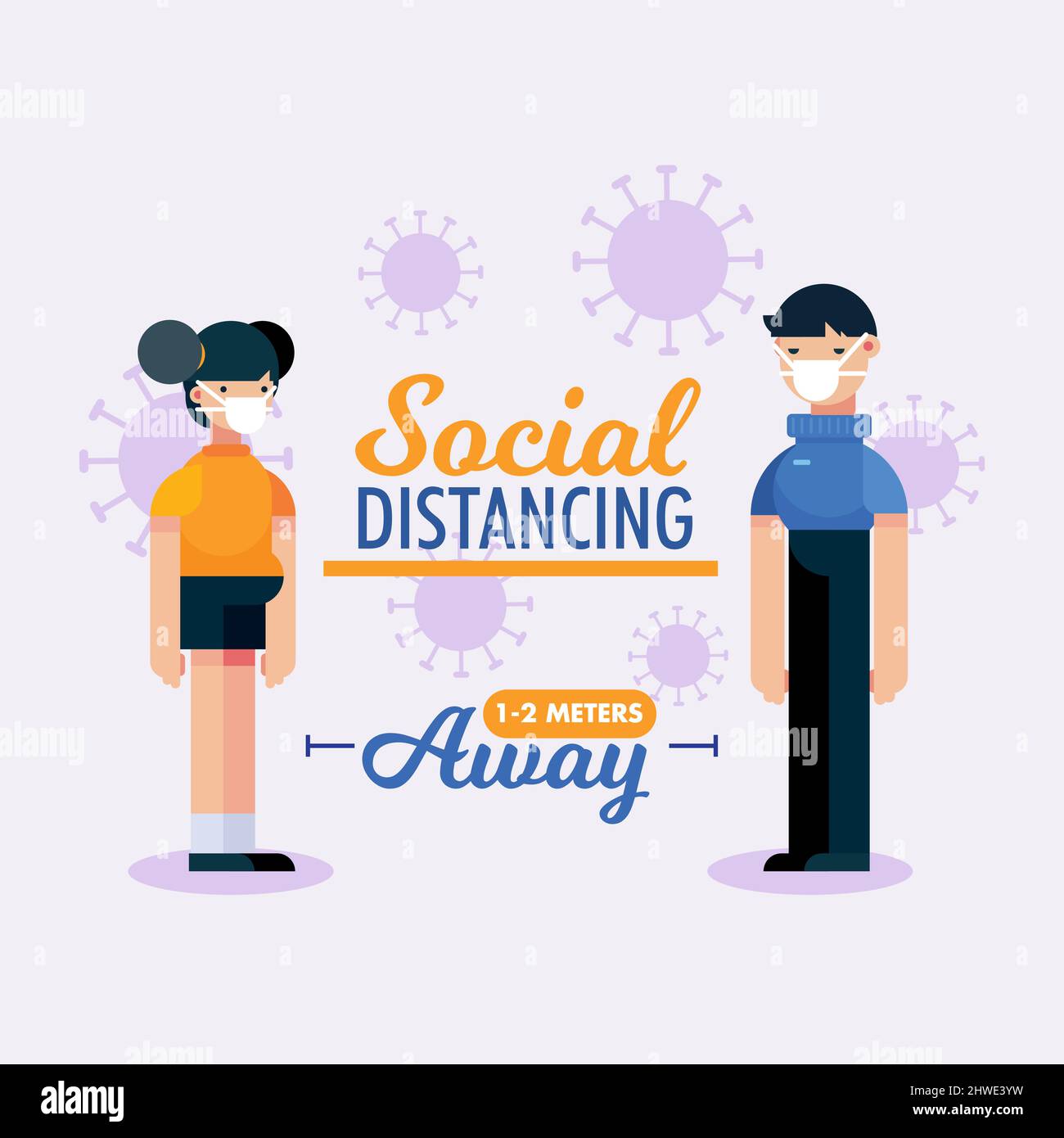 Social Distancing 2 meter people in Covid 19 virus pandemic vector ...