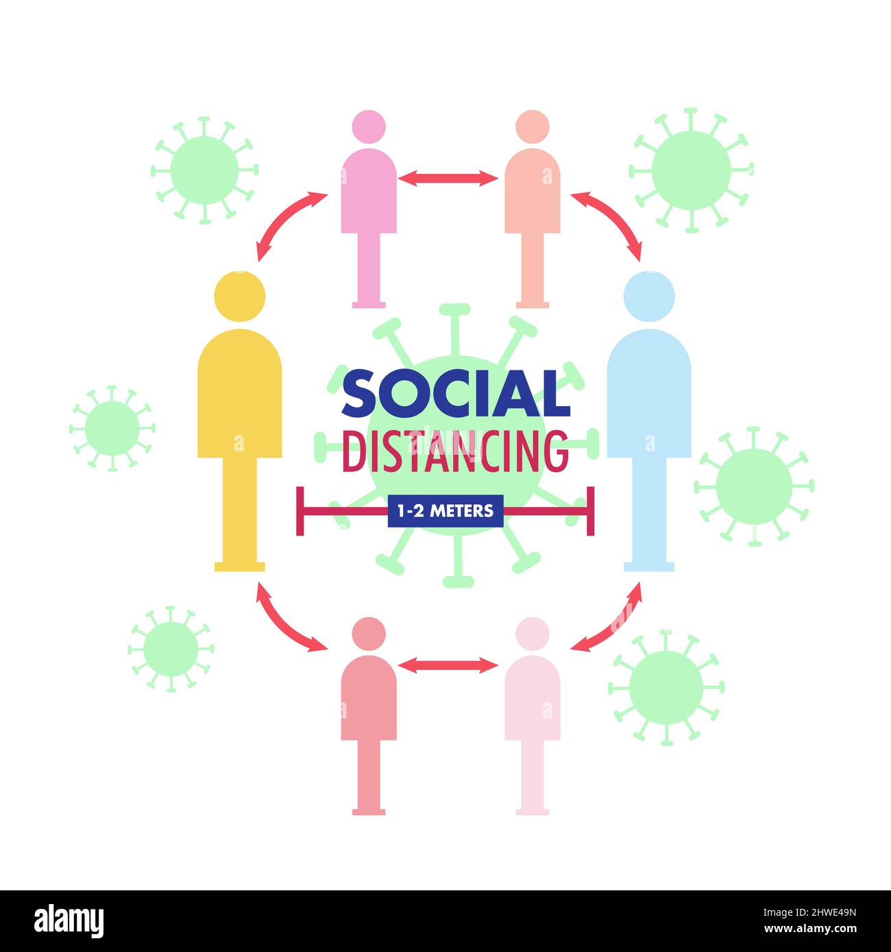 Social Distancing 2 meters people in Covid 19 virus pandemic vector ...