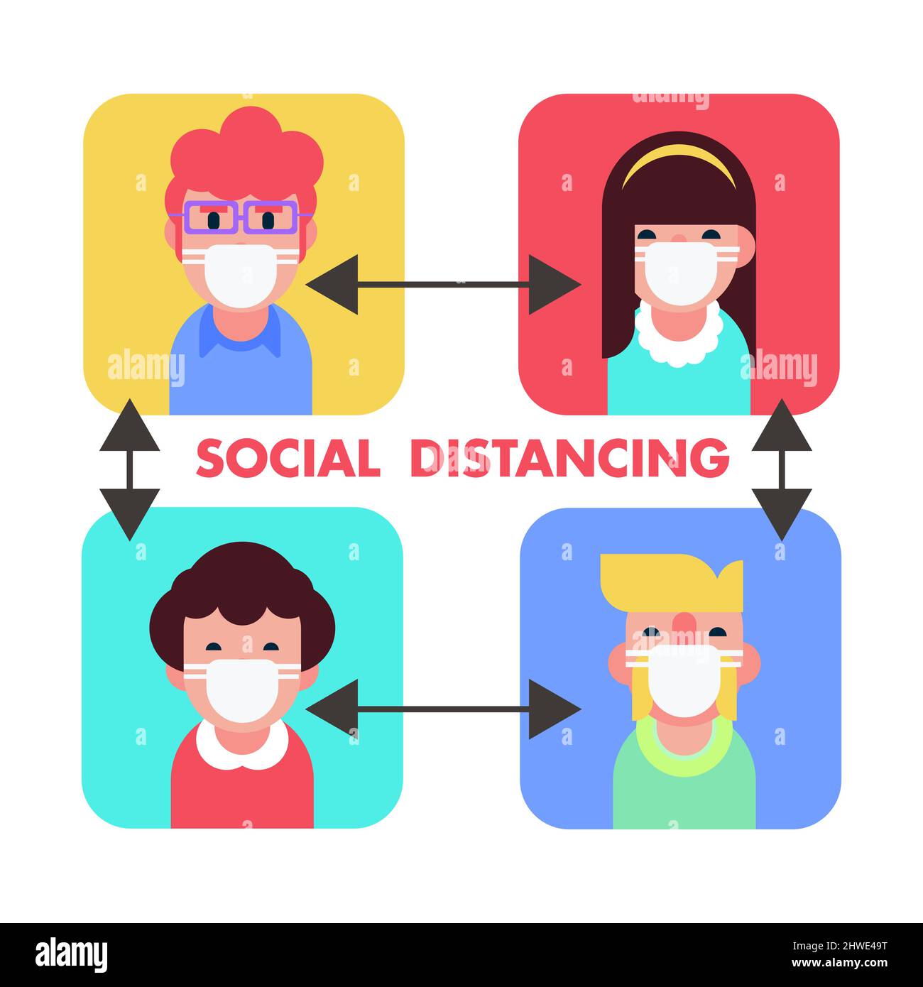 Social Distancing people kids online classes with mask in Covid 19 ...