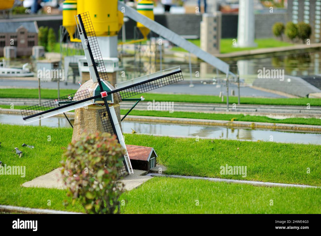 Miniature traditional Dutch windmill at Madurodam miniature park, The ...